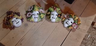4 maschere ceramica Deruta