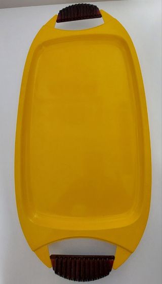 vassoio Alessi ovale acciaio giallo Vintage