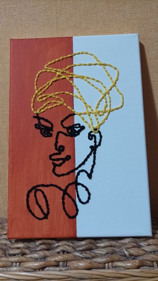 Tela fatta a mano. Volto di donna con turbante 