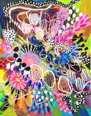 cuadro abstracto floral hecho a mano/quadro/arte