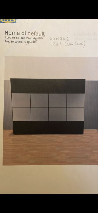 Armadio specchiato nero 300cm 