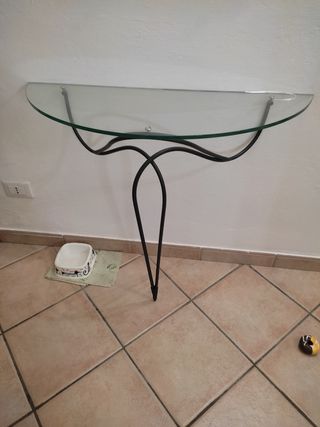 consolle vetro e metallo nero 
