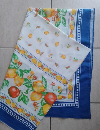Tovaglia bianca in 100% cotone con fantasia agrumi