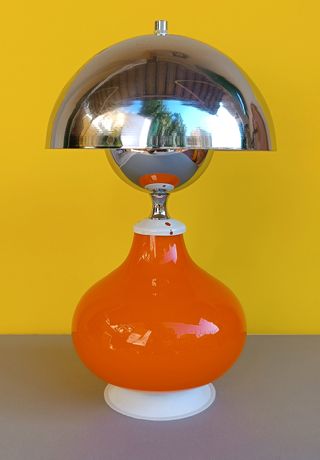 Lampada fungo vintage doppia luce vetro arancione