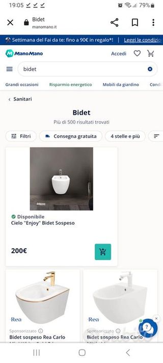 Bidet sospeso Cielo Enjoy