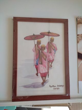 stampa ad acquerello in cornice ciliegio