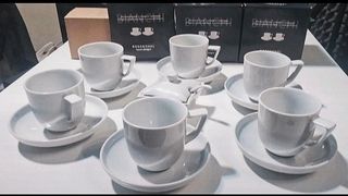 Set 6 Tazze da Tè + Zuccheriera Porcellana Moderne