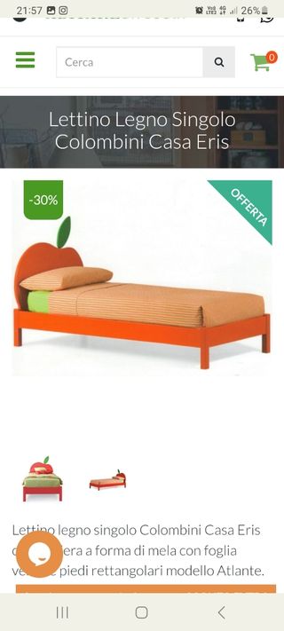 lettino colombini rosa letto singolo + materasso 