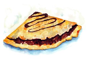 Stampa acquerello crepes con nutella