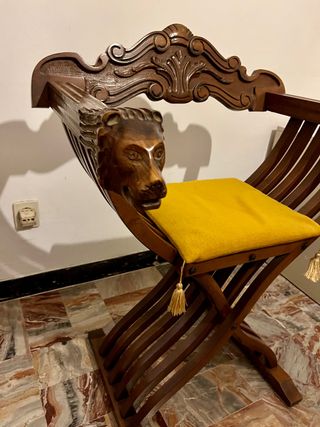 Sedia Savonarola pieghevole completa di cuscino 