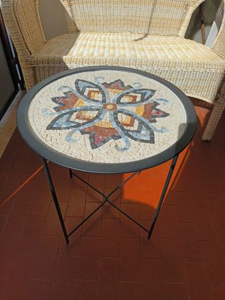 Tavolo in vero mosaico romano fiore