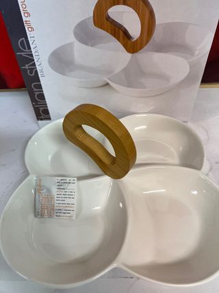 Antipastiera Brandani 4 scomparti con manico bambu
