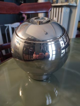 porta ghiaccio di design anni 70 in acciaio inox 