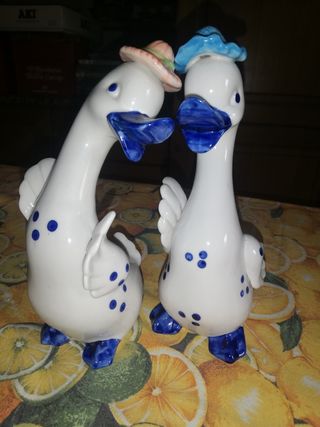 Coppia di papere in ceramica