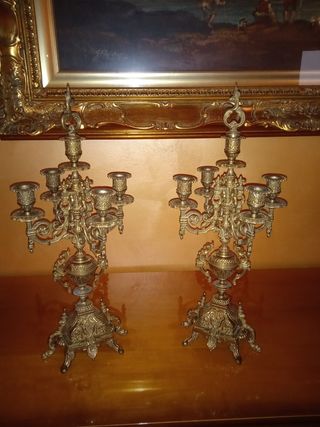 coppia candelabri un ottone 