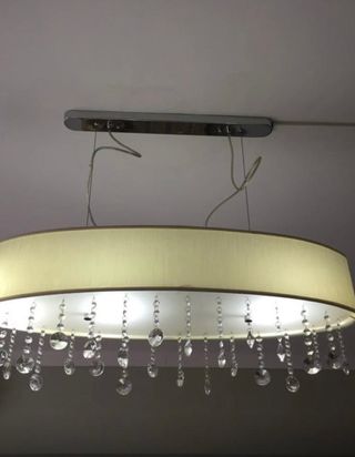 Lampadario soggiorno in tessuto con cristalli