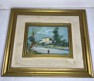 Quadro con cornice dorata dipinto a mano 