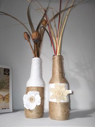 Coppia di Vasi Portafiori decorati con spago