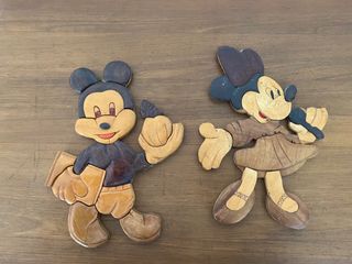 Miniature in legno Minnie e Topolino 