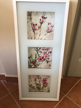 Quadro con cornice bianca e disegni fiori 