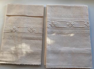 Set 1+1 asciugamano e ospiti ricamati in Lino 100%