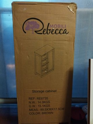 Mobile con 4 cassetti e anta con ripiani marrone