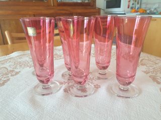 Sei calici-flutes in vetro