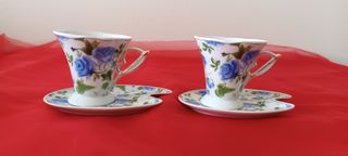 Tazzine da caffè (2) ceramica bianco / blu