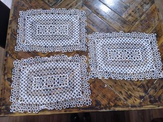 set di 3 centrini cotone 