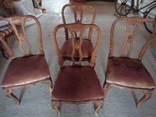 Set 4 sedie in legno con seduta foderata