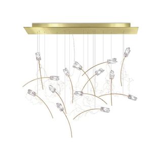 LAMPADARIO IN OTTONE E TULIPANI A LED
