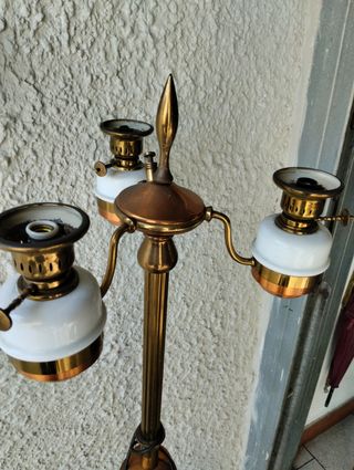 stupenda lampada da terra in ottone e rame rara