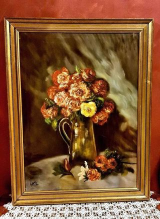 Quadro olio su tela natura morta 71,7x92,8cm