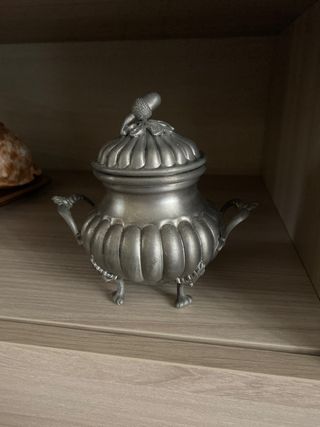 Zuccheriera in peltro vintage