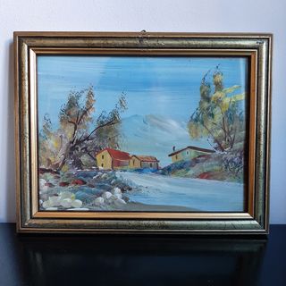 Quadro paesaggio olio su legno 