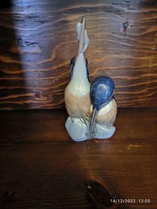  Statuina Porcellana Coppia Martin Pescatore

