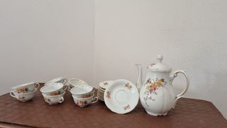 set tazzine, piattini e teiera fantasia autunno
