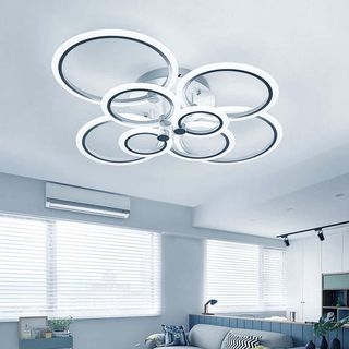 Plafoniera lampadario LED 8 anelli 200w BIANCA