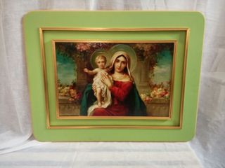Quadro Sacro MADONNA CON BAMBINO Stampa su Legno