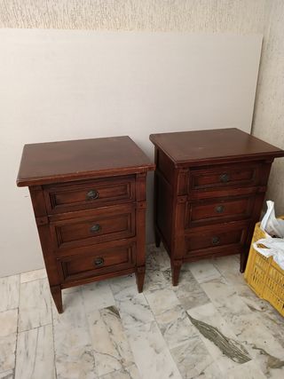 Comodini noce coppia con 3 cassetti