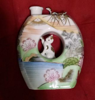 Vaso in porcellana giapponese dipinto a mano h 14 