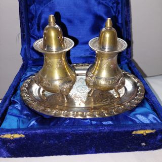 Vintage ENPS Saliera+Pepiera+Vassoio placc argento