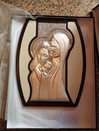 capezzale sacra famiglia argento e legno 