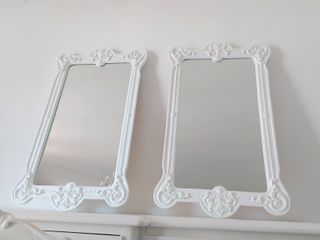 Coppia specchi shabby vintage bianchi