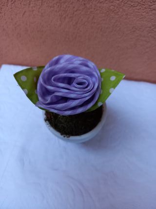 Vasetto con fiore in stoffa h cm 16