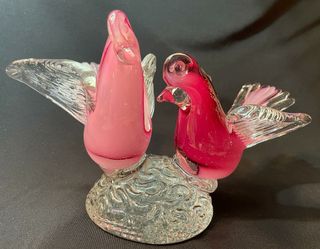 coppia uccelli pappagallo vetro di murano 
