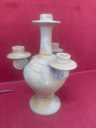 Particolare portacandele in terracotta, 29 cm