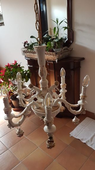 lampadario in ceramica di Bassano a 5 braccia