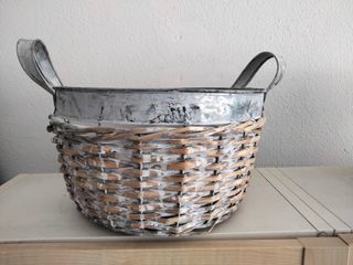 Cesti in vimini e acciaio vintage