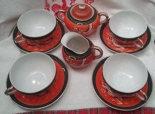 Tazze da the 4 +lattiera zuccheriera dragone cina